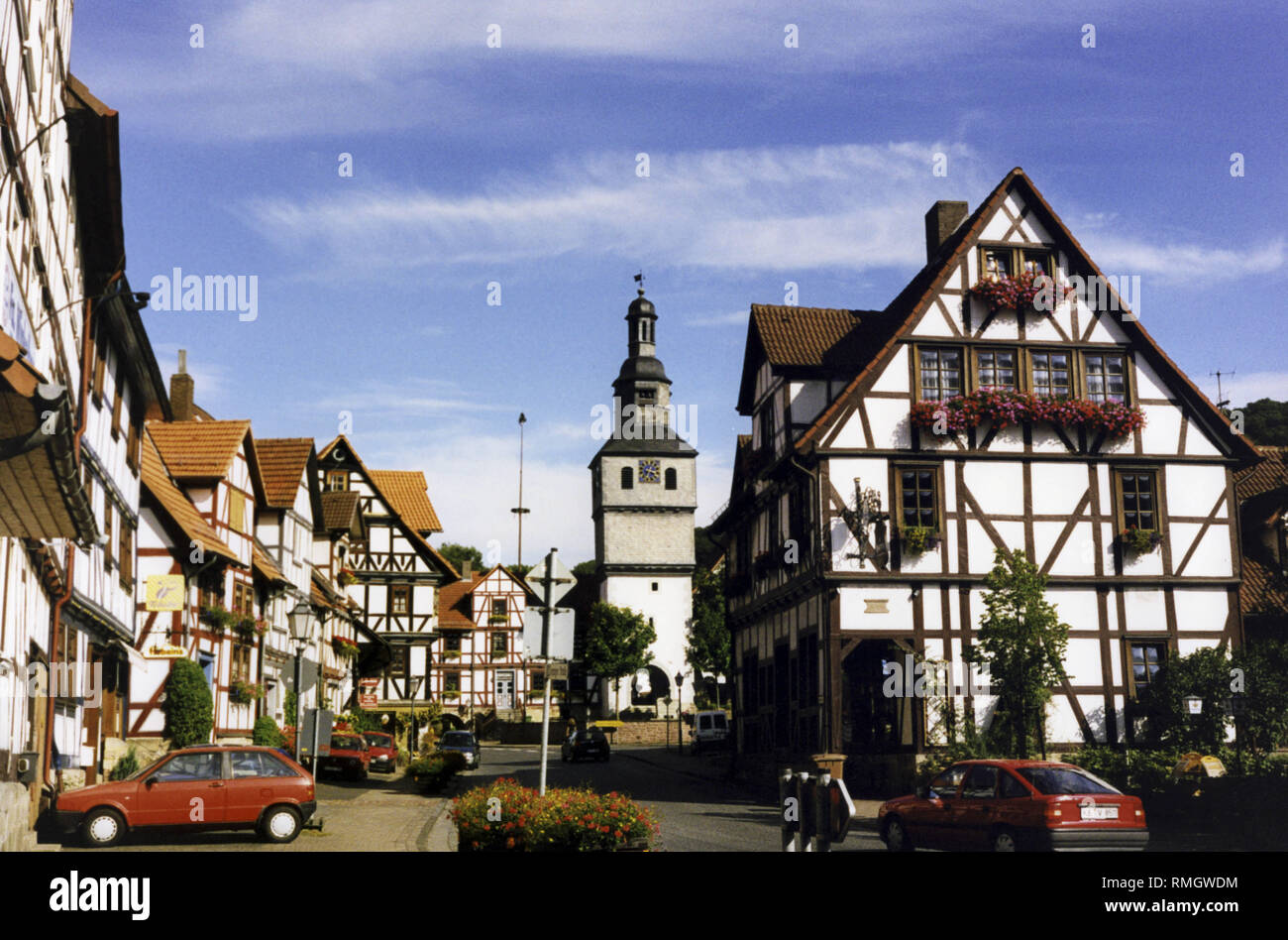 Half-timbered houses in Helsa near Kassel (undated image Stock Photo ...