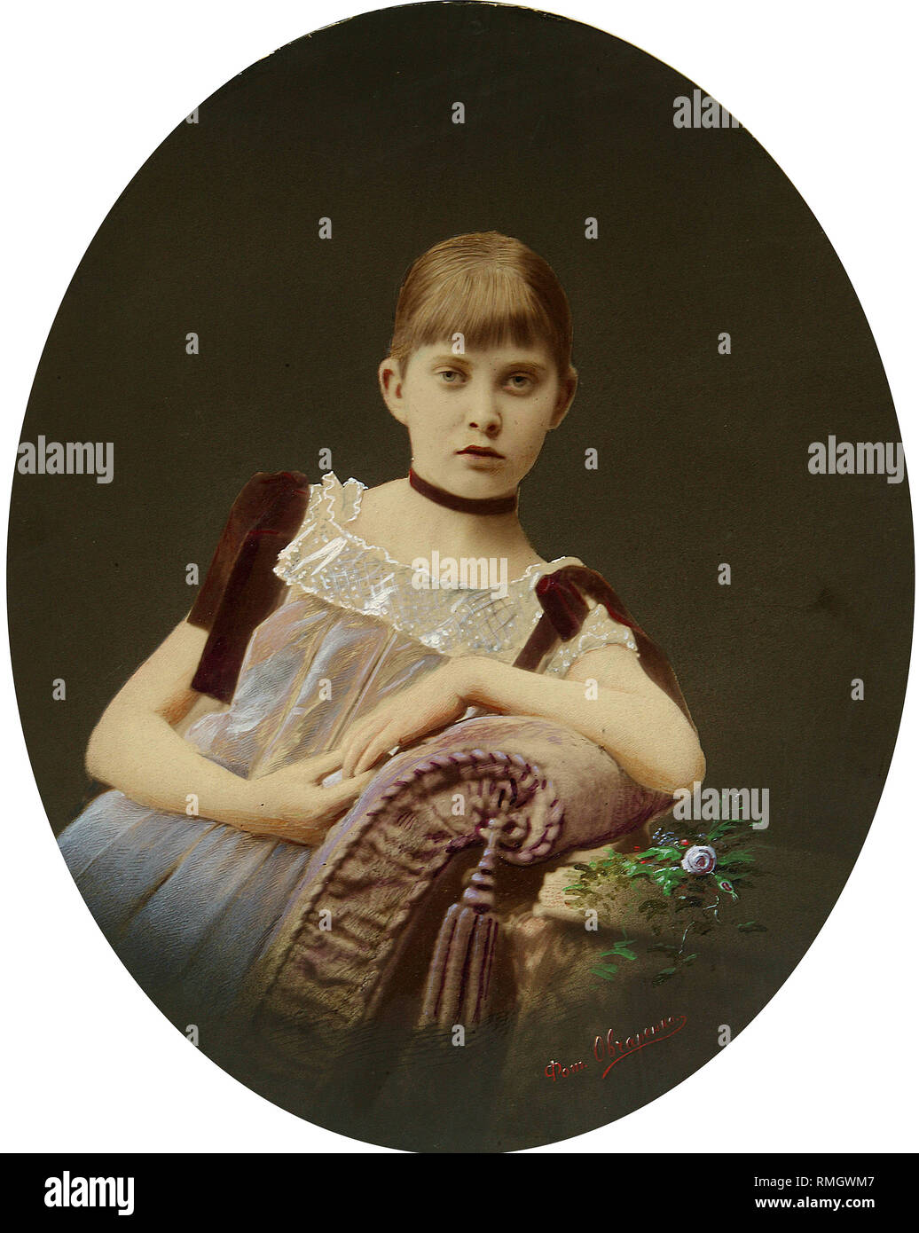 Portrait of a girl. Silver Gelatin Photography, Gouache Stock Photo - Alamy