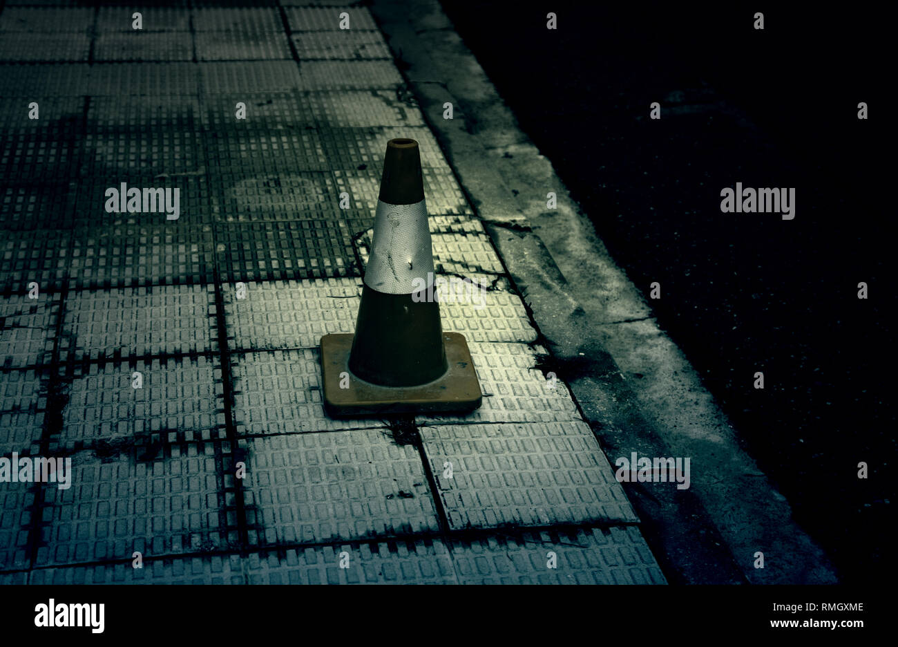 Signal cone of danger in street in works, construction and notice Stock ...