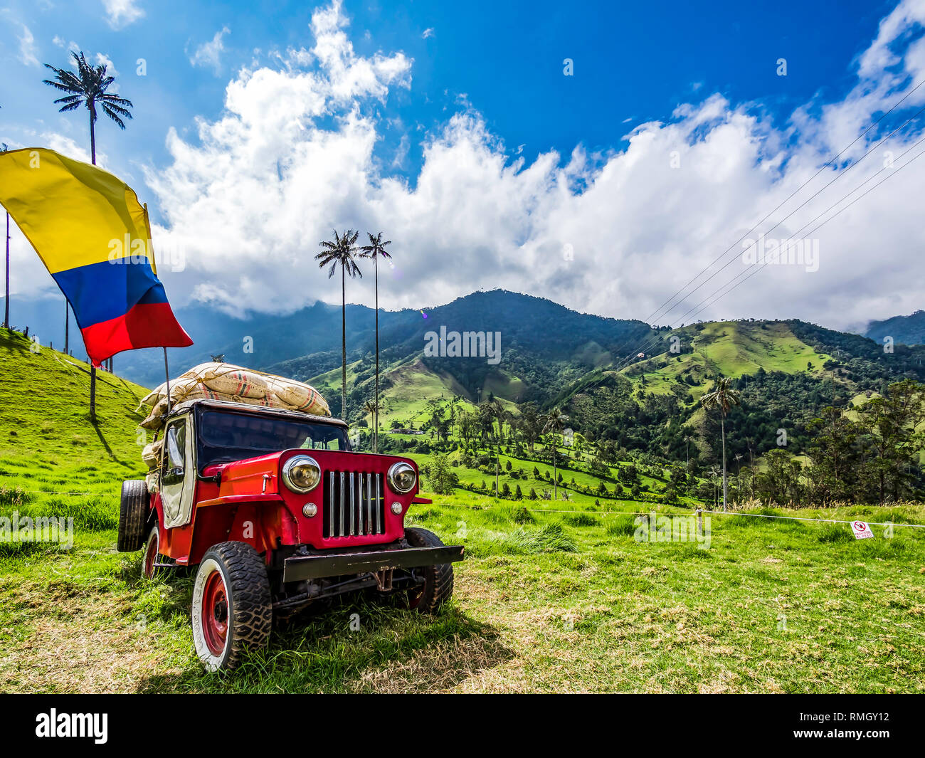 Traditional Jeep Willys as seen in Valle del Cocora in Salento Colombia ...