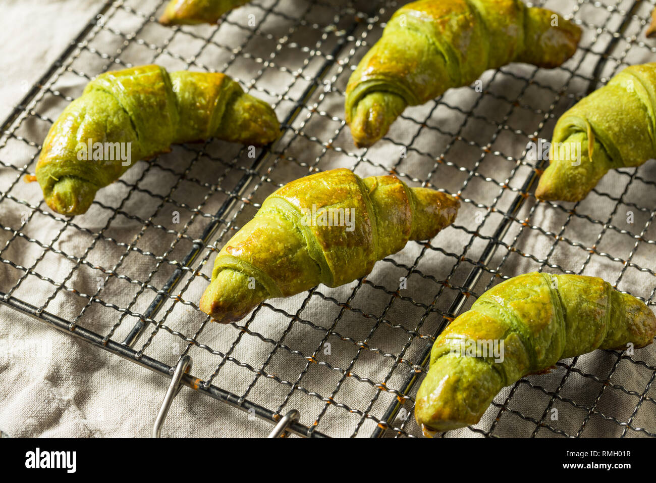 Homemade Green Tea Matcha Croissants Ready to Eat Stock Photo - Alamy
