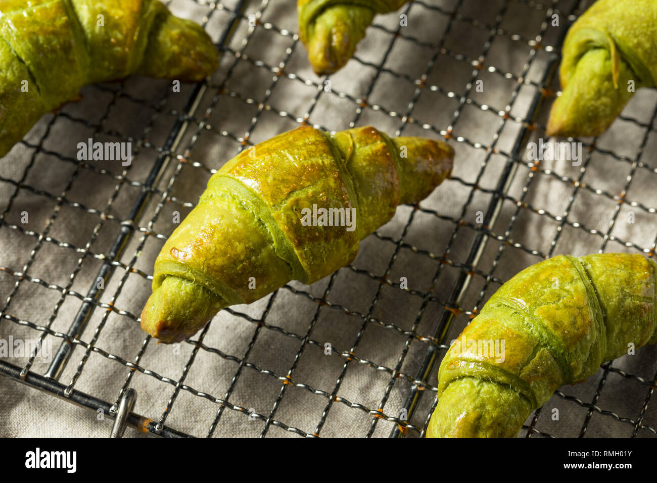 Homemade Green Tea Matcha Croissants Ready to Eat Stock Photo - Alamy