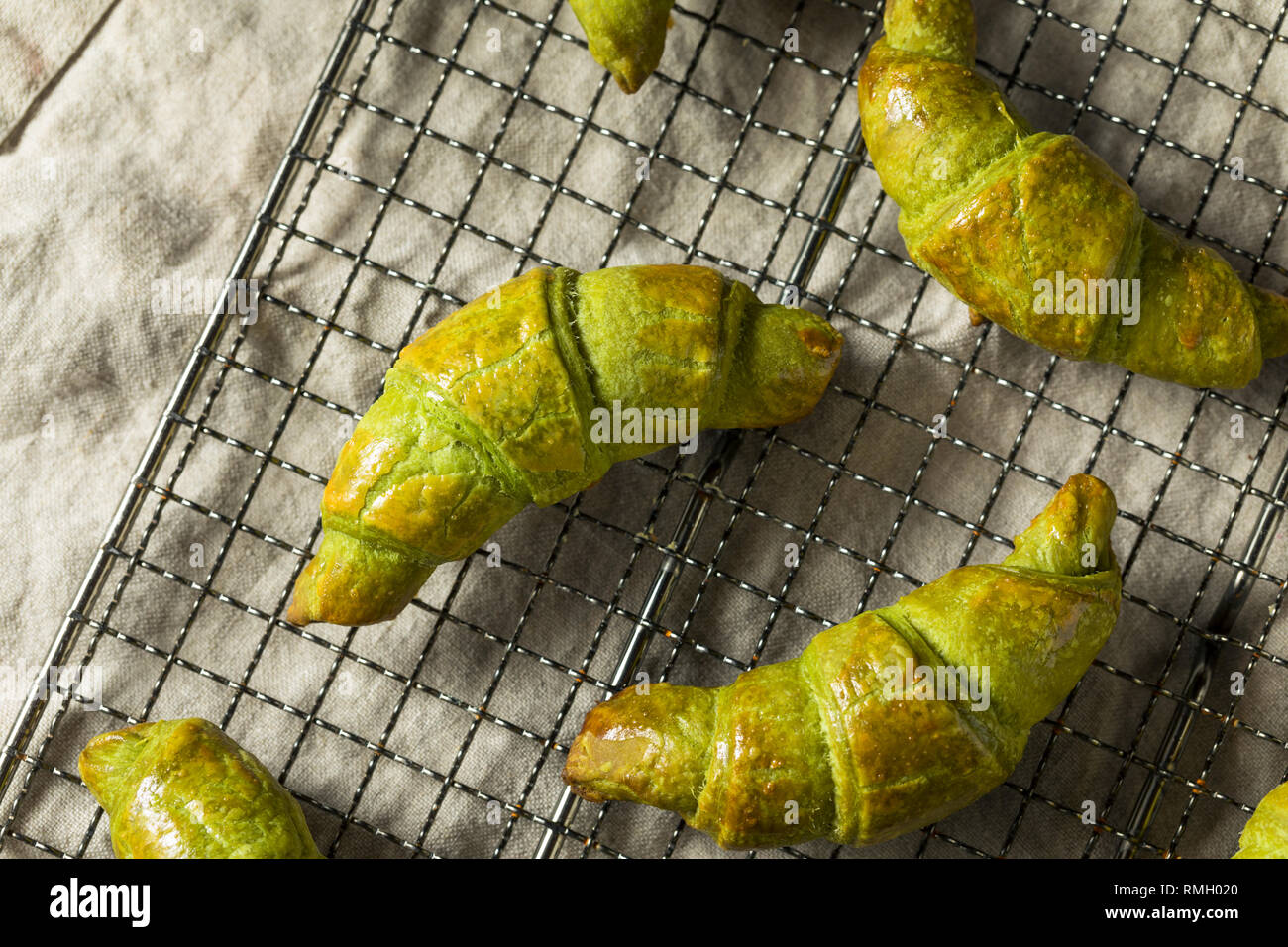Homemade Green Tea Matcha Croissants Ready to Eat Stock Photo - Alamy