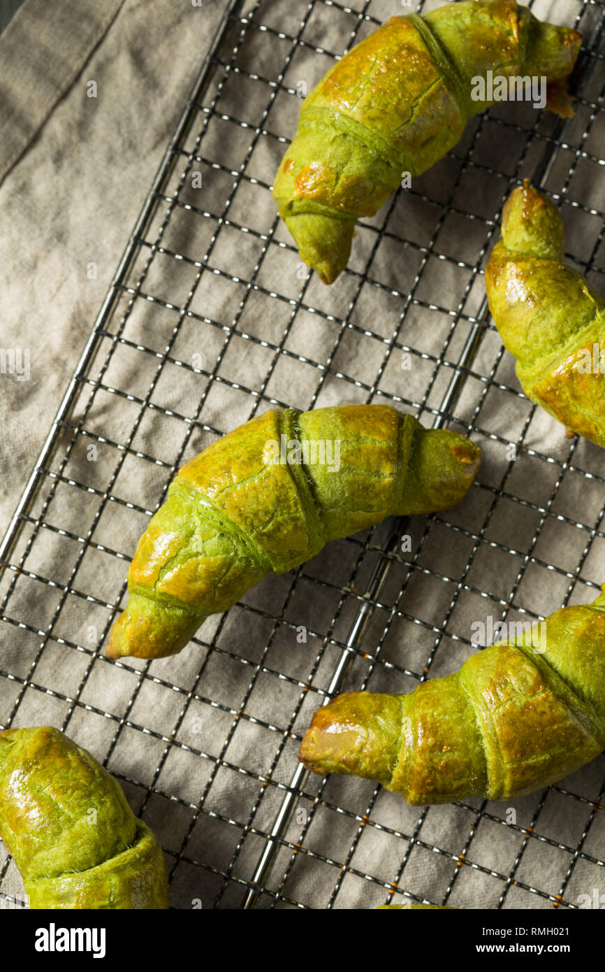 Homemade Green Tea Matcha Croissants Ready to Eat Stock Photo - Alamy