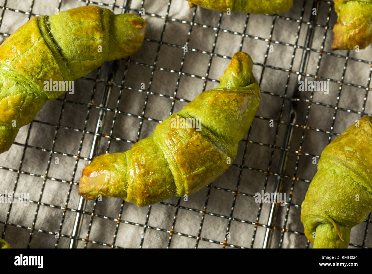 Homemade Green Tea Matcha Croissants Ready to Eat Stock Photo - Alamy