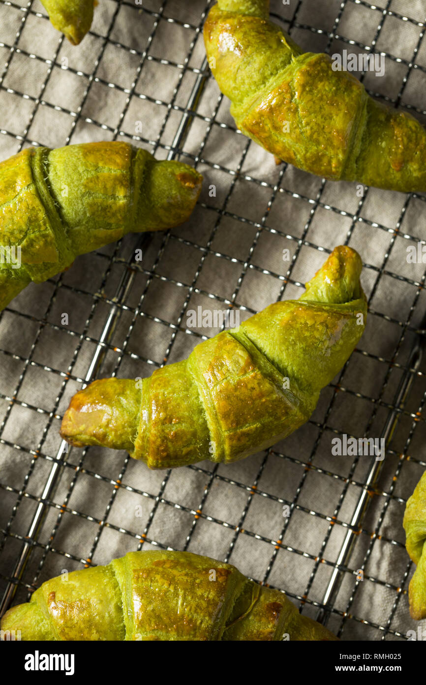 Homemade Green Tea Matcha Croissants Ready to Eat Stock Photo - Alamy