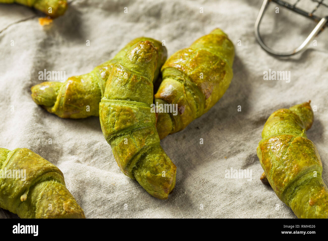 Homemade Green Tea Matcha Croissants Ready to Eat Stock Photo - Alamy