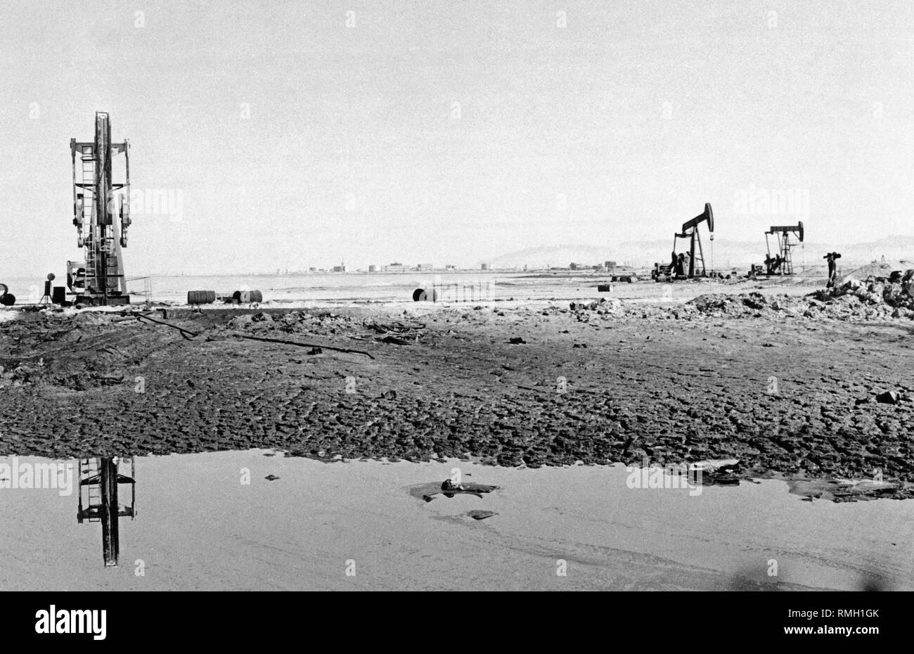 An oil field in Israel, three deep pumps for oil production Stock Photo ...
