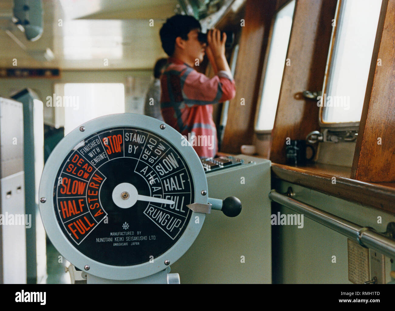 Engine telegraph on the bridge of a general cargo ship Stock Photo - Alamy