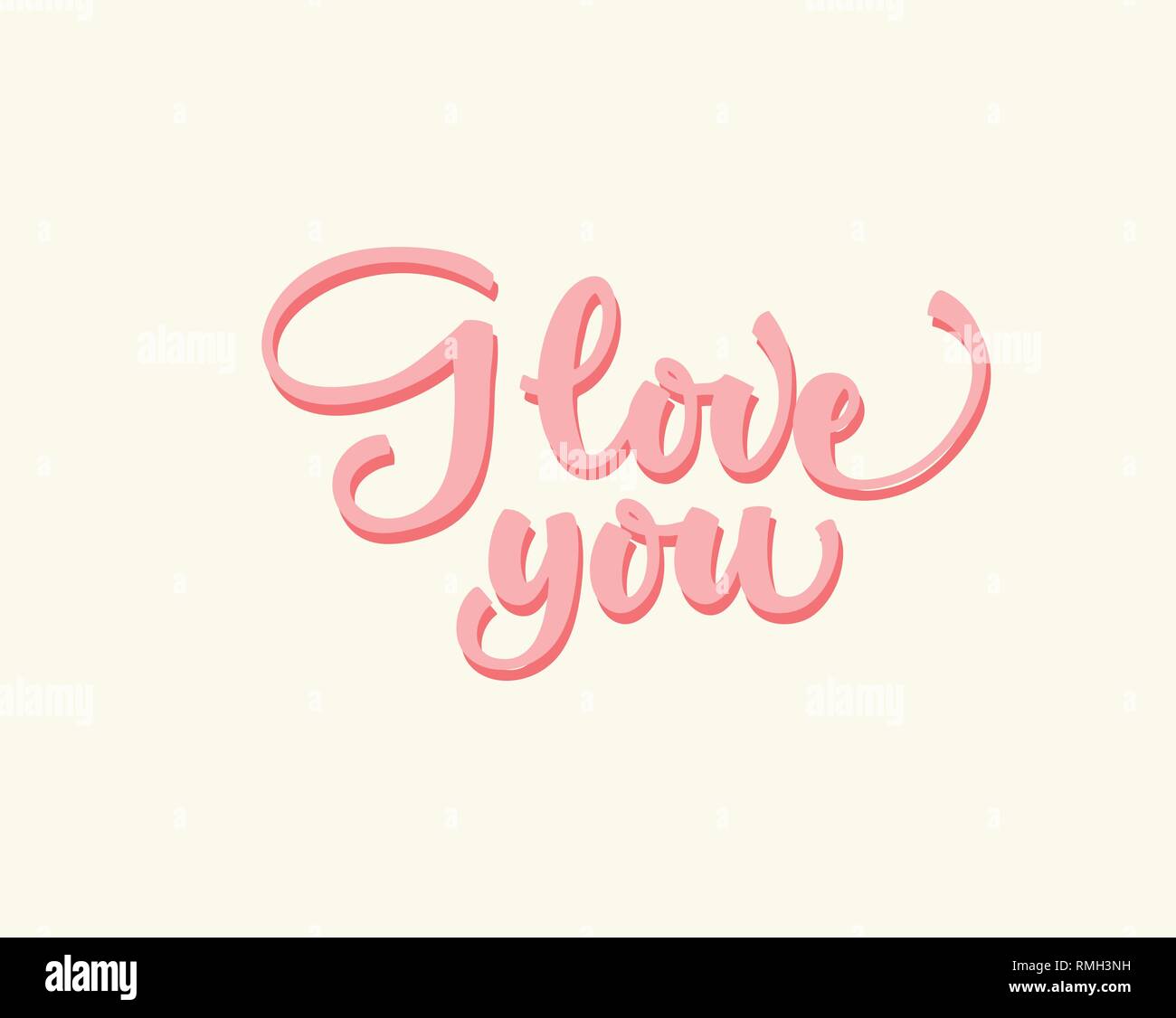 Love You, hand written lettering. Romantic calligraphy card inscription ...
