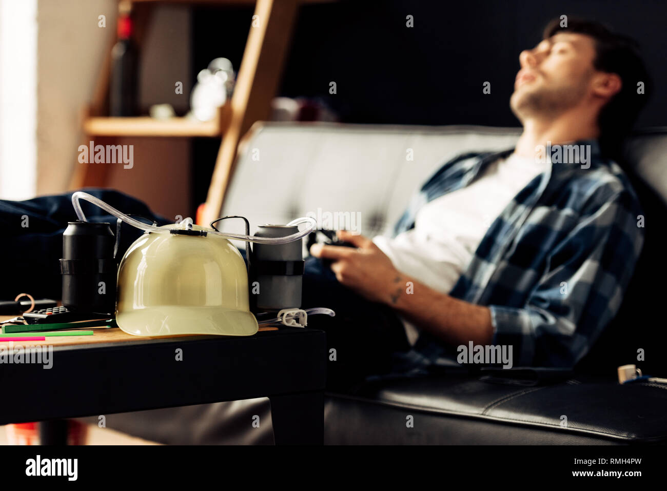 Drunk man sleeping on table hi-res stock photography and images - Alamy