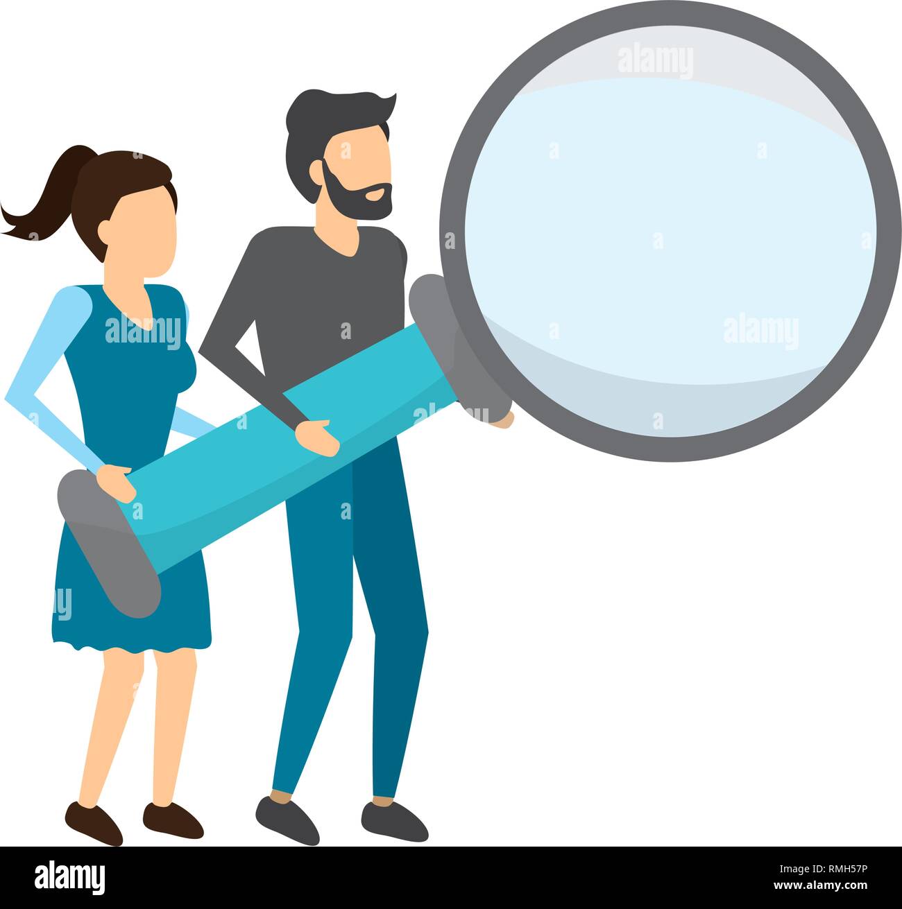 Man hand holding magnifying Stock Vector Images - Alamy