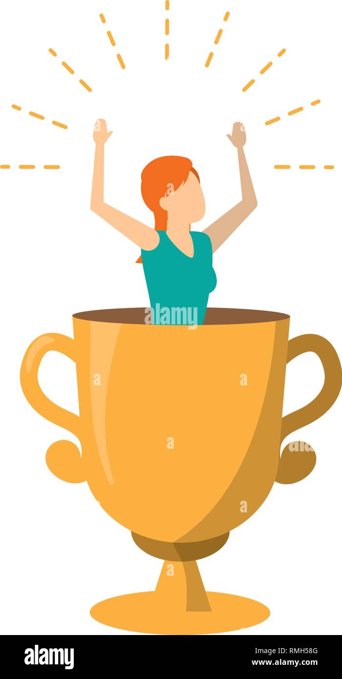 winning woman business trophy Stock Vector Image & Art - Alamy