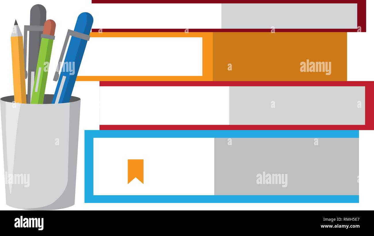 Books stationery supplies desk Stock Vector Images - Alamy