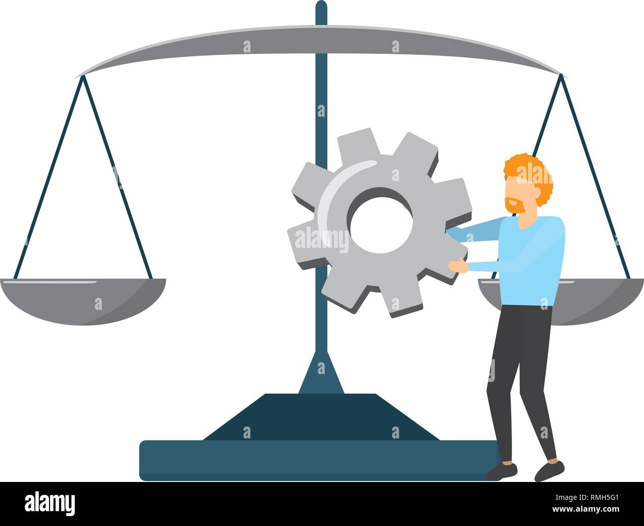 business man holding gear and balance Stock Vector Image & Art - Alamy