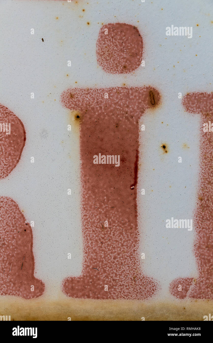 letter I painted on grungy surface, isolated, red letter, white ...