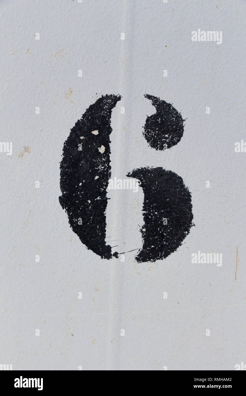 number six painted stencil on white backdrop, number six, number 6 ...