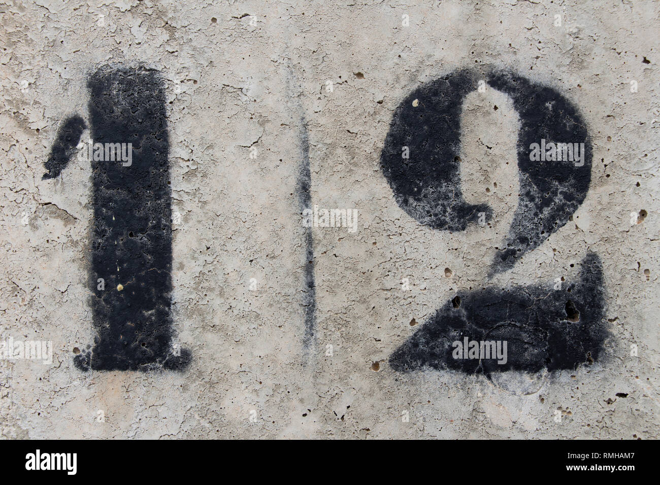 number twelve painted stencil on concrete wall, number twelve Stock ...
