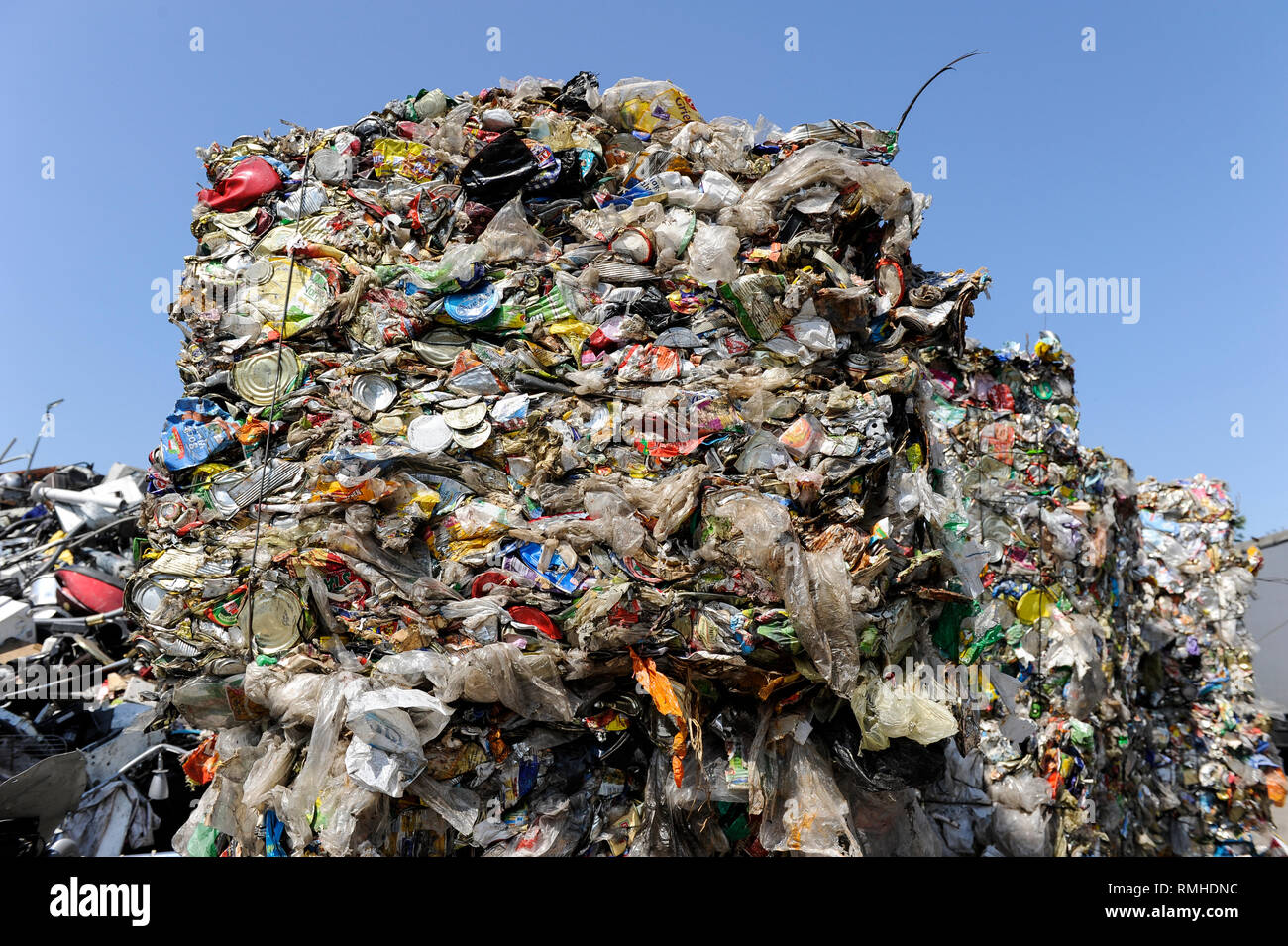 GERMANY, Hamburg, recycling of plactic waste, electronical scrap and ...