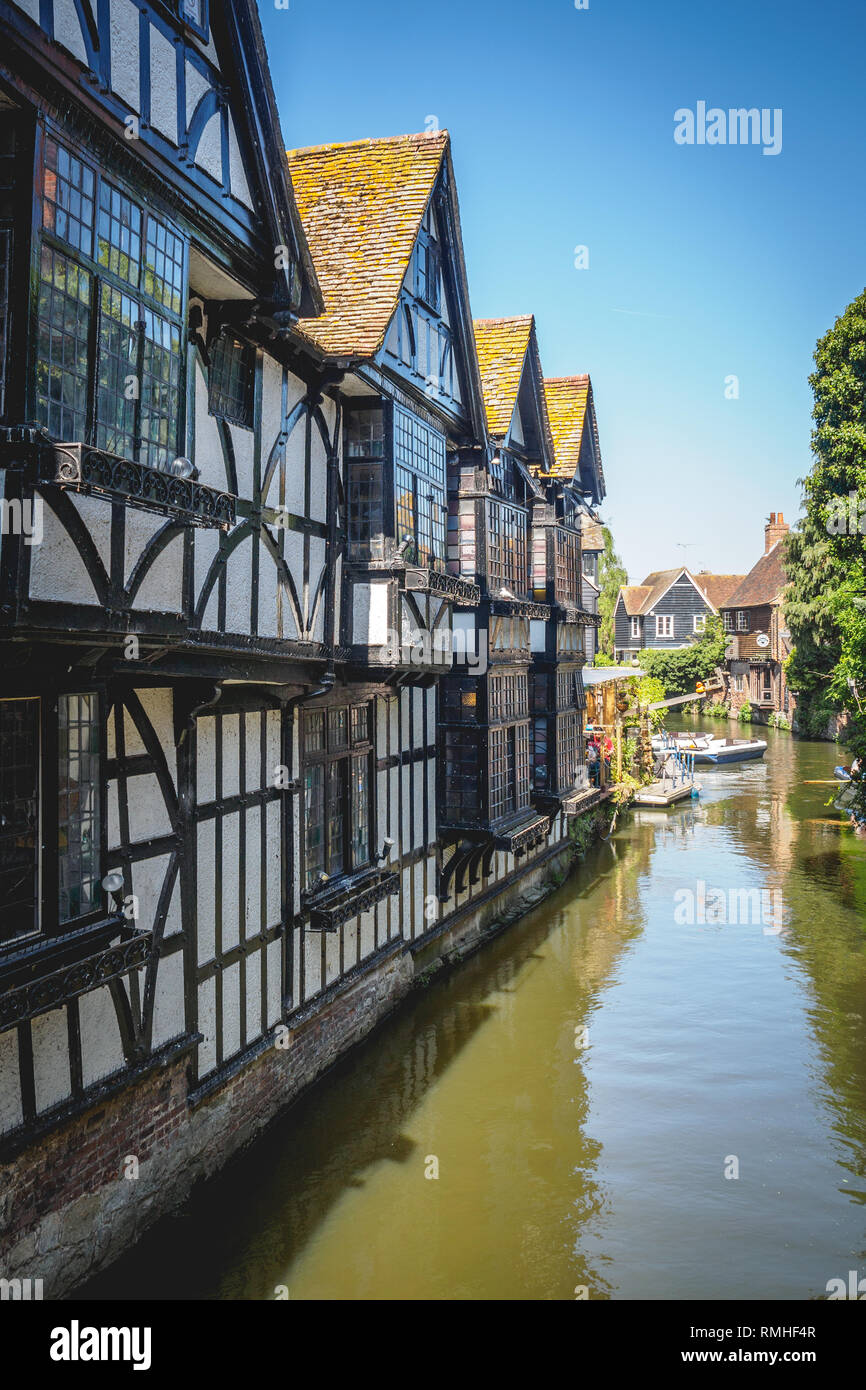 Canterbury, UK - May, 2018. View of typical medieval building along the ...