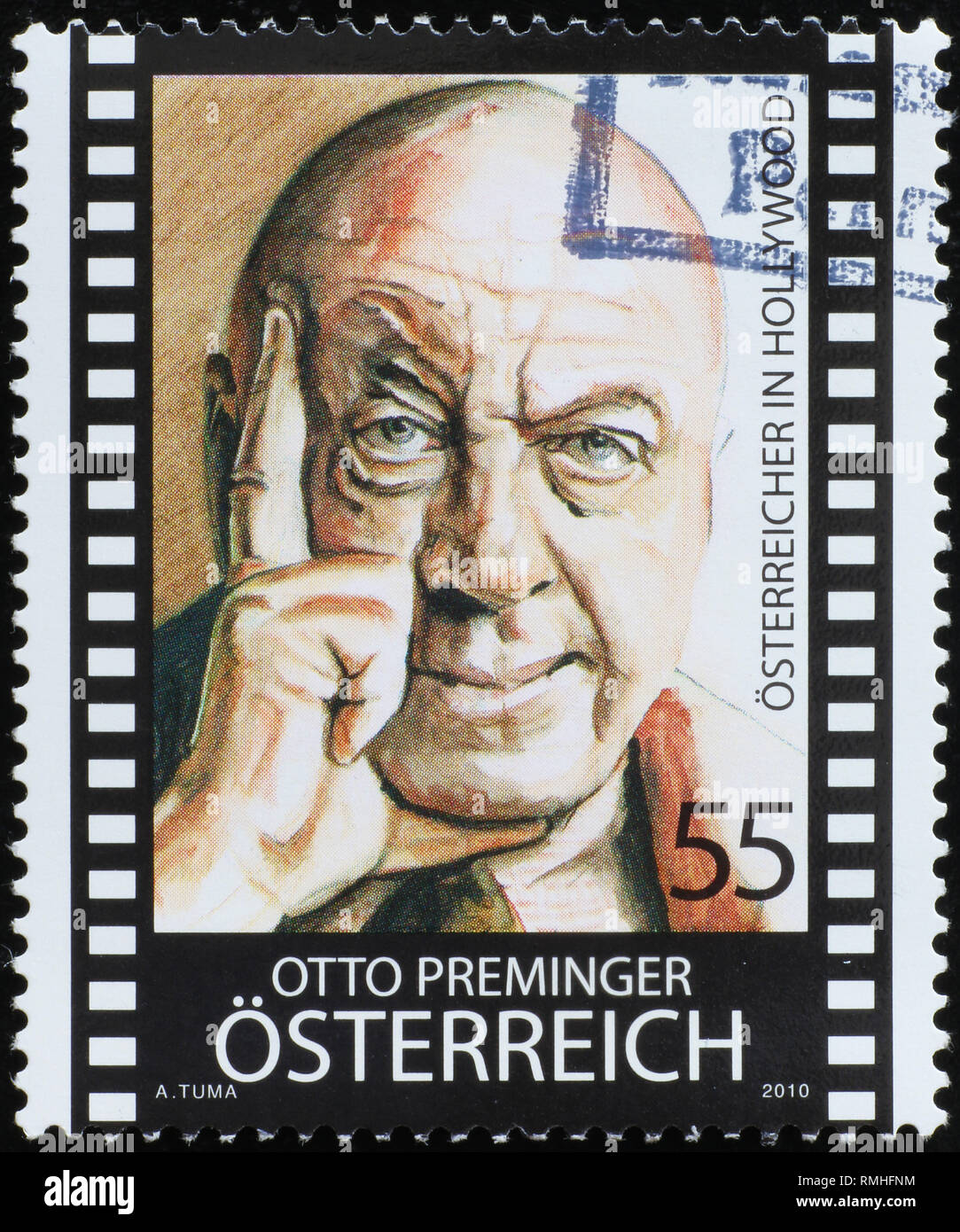 Film director Otto Preminger on austrian postage stamp Stock Photo - Alamy