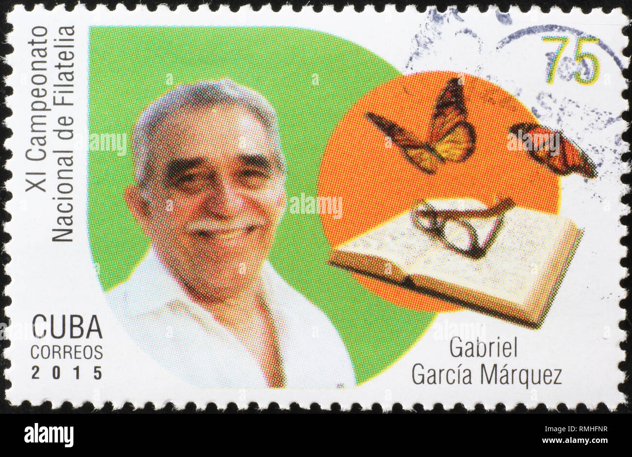Gabriel Garcia Marquez on cuban postage stamp Stock Photo - Alamy