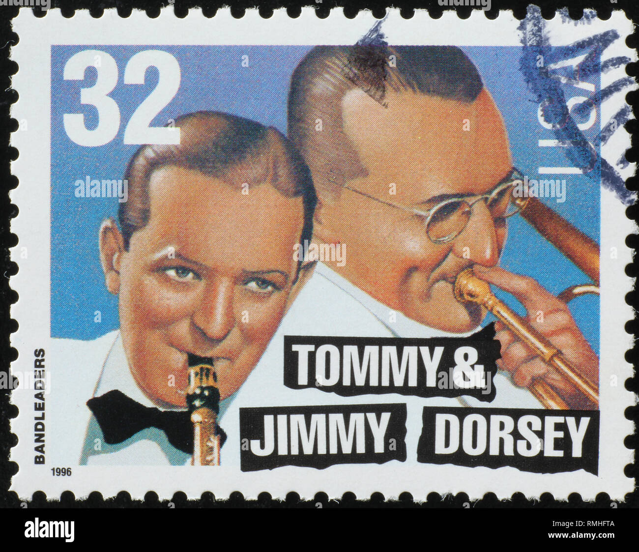 Musicians Tommy and Jimmy Dorsey on american stamp Stock Photo - Alamy