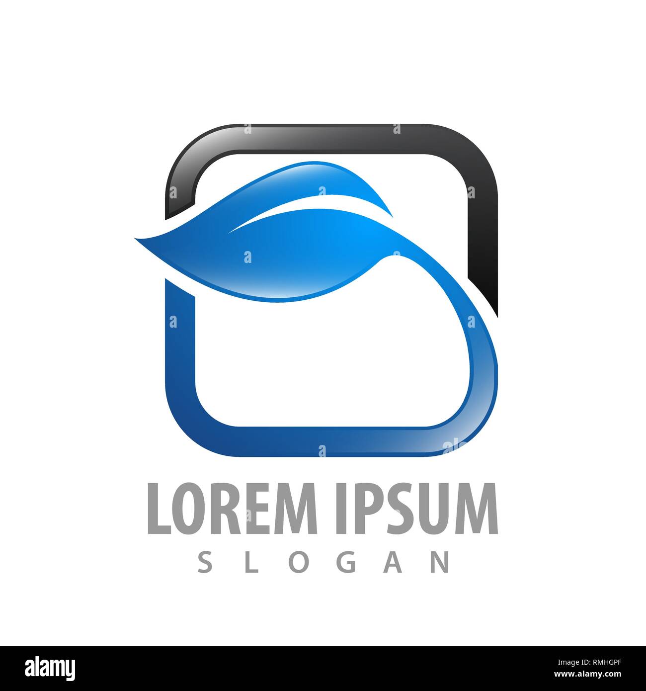 Rounded square leaf logo concept design. Symbol graphic template ...