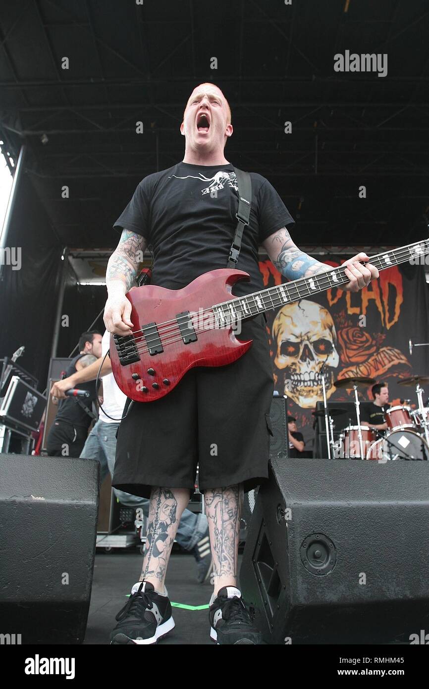 Bury Your Dead band members are shown on stage during an Ozz Fest ...