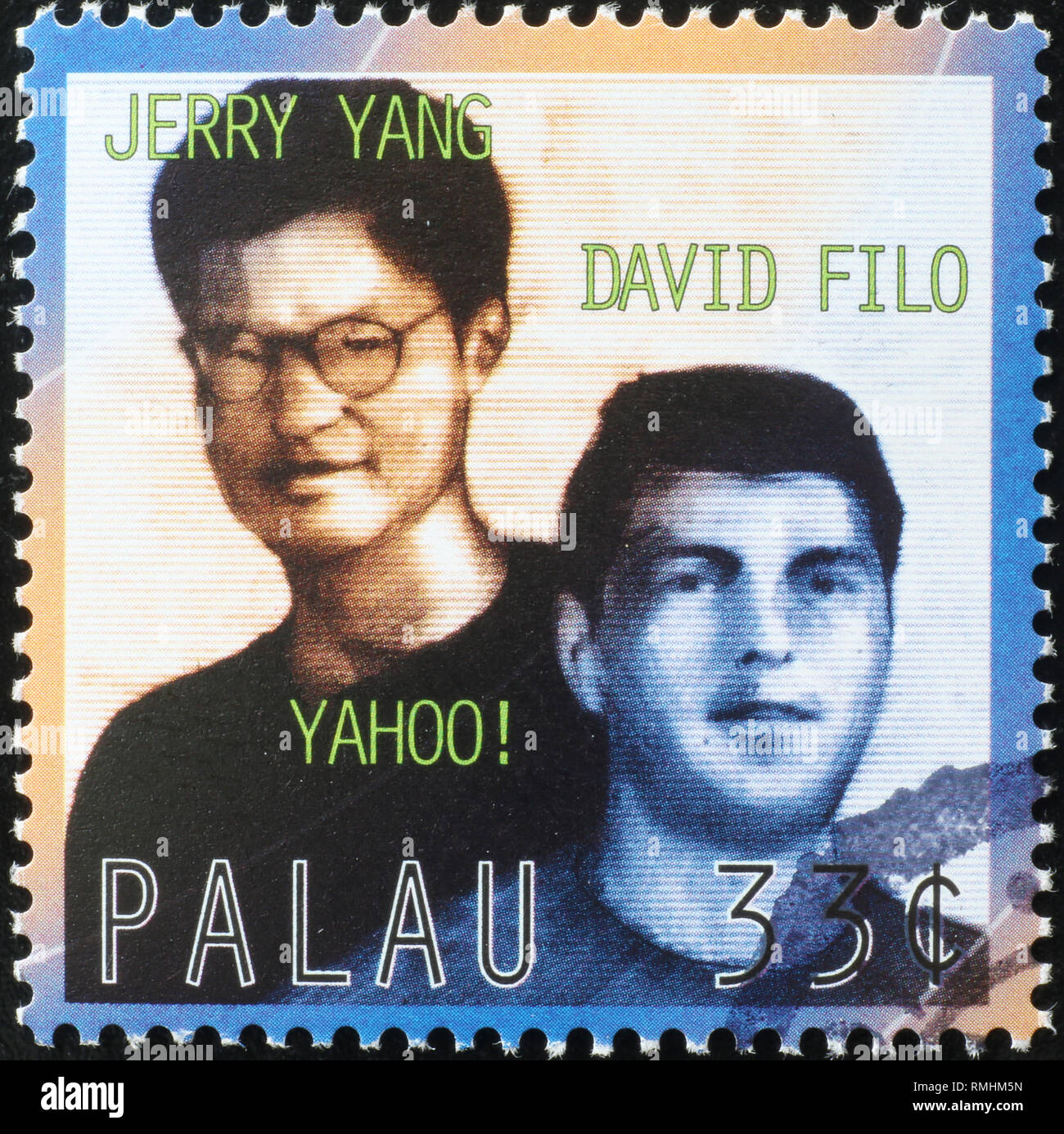 Jerry Yang and David Filo, founders of Yahoo, on stamp Stock Photo - Alamy