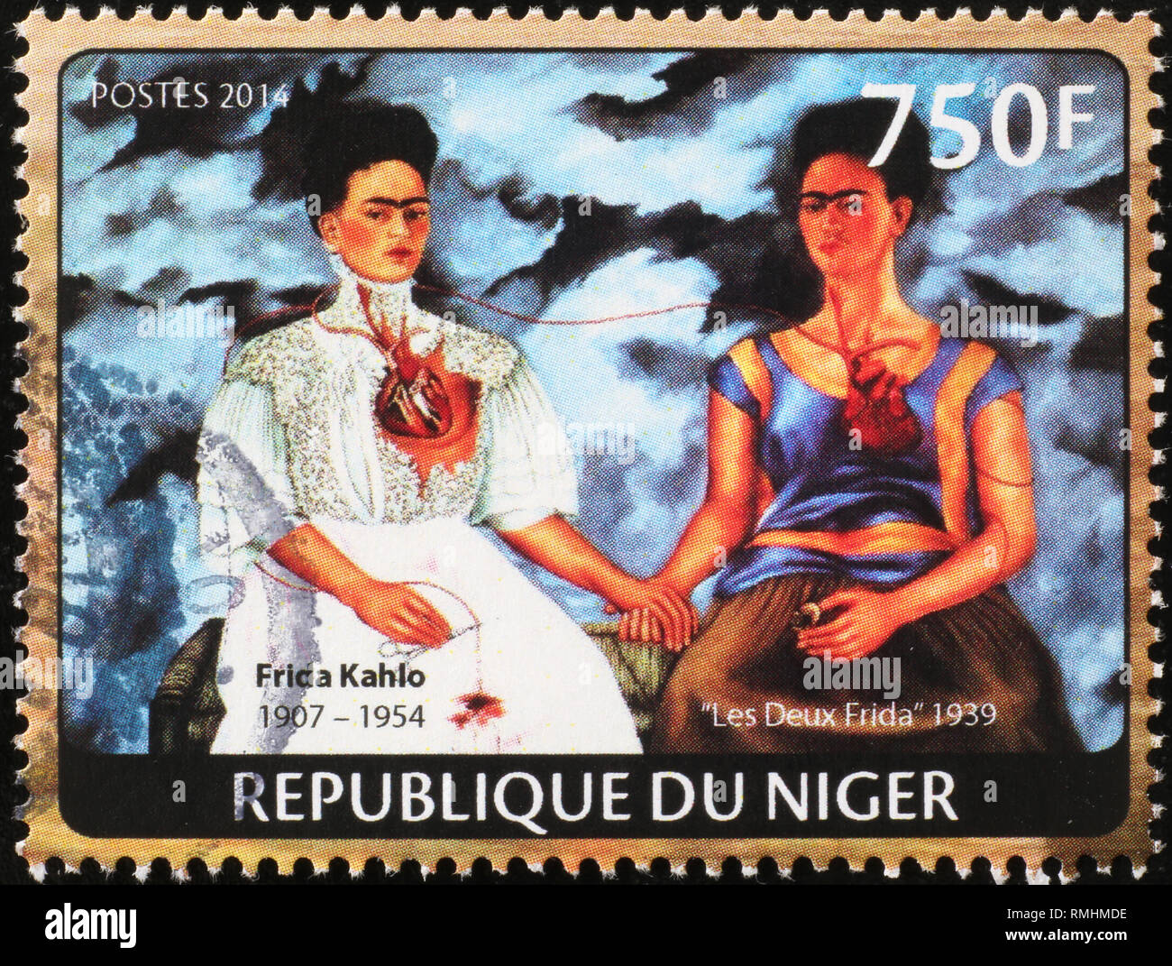 Self portraits by Frida Kahlo on postage stamp Stock Photo - Alamy