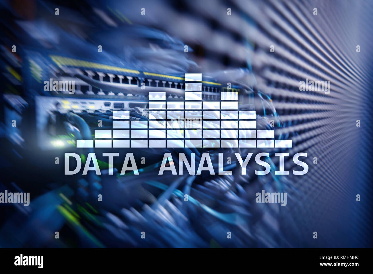 Big Data analysis text on server room background. Internet and modern ...