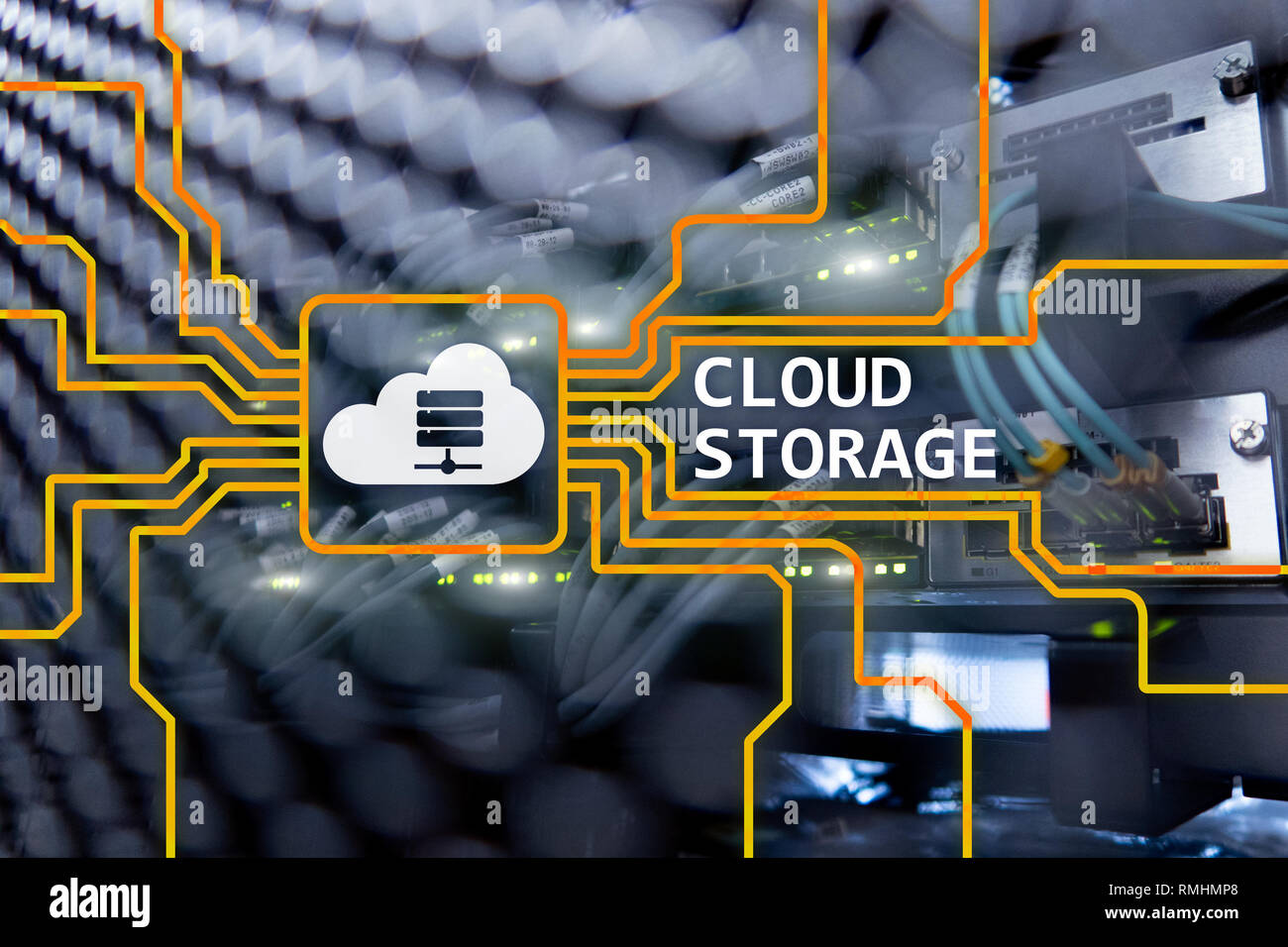 Cloud data storage concept on server room background Stock Photo - Alamy