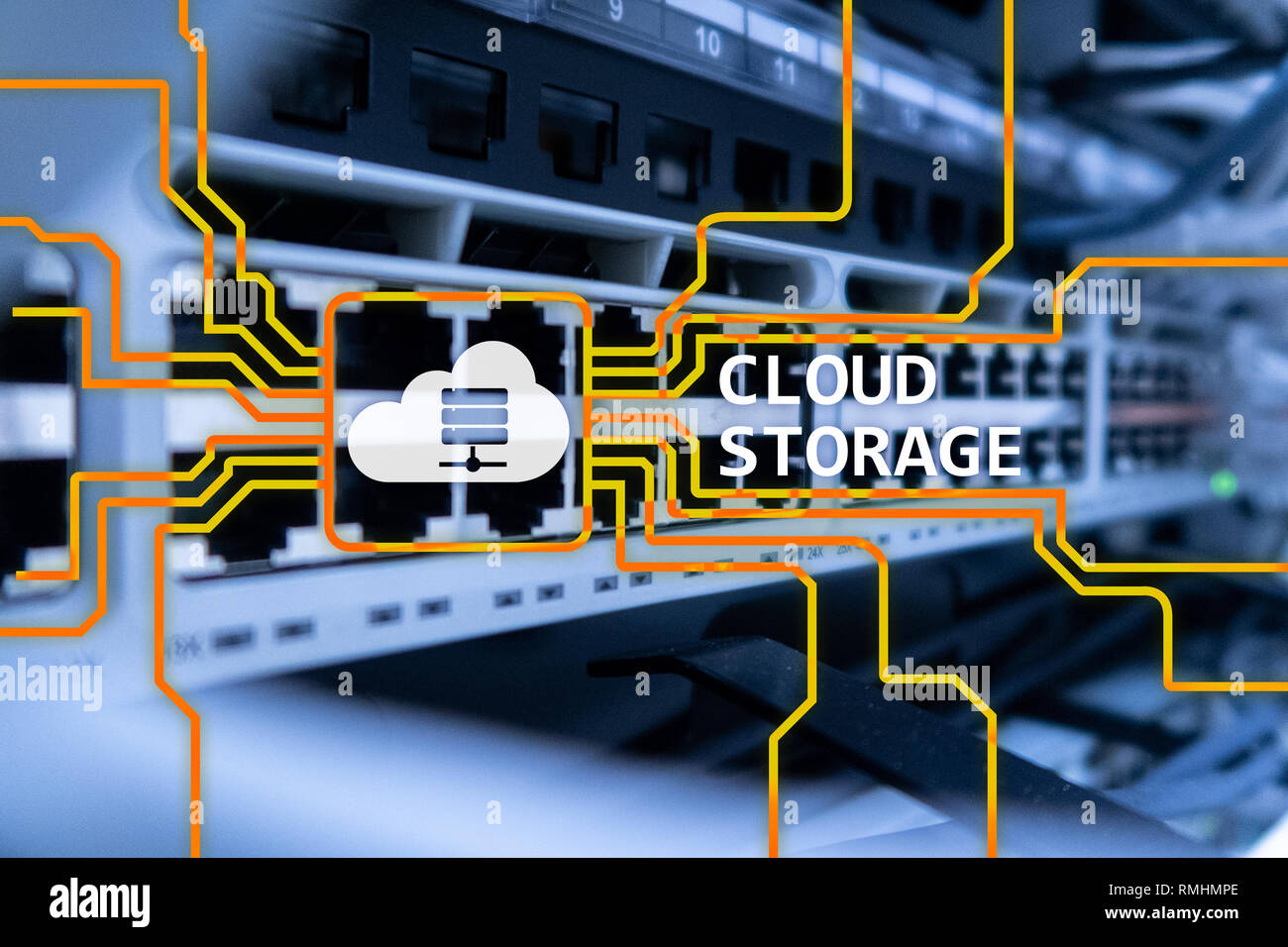Cloud data storage concept on server room background Stock Photo - Alamy