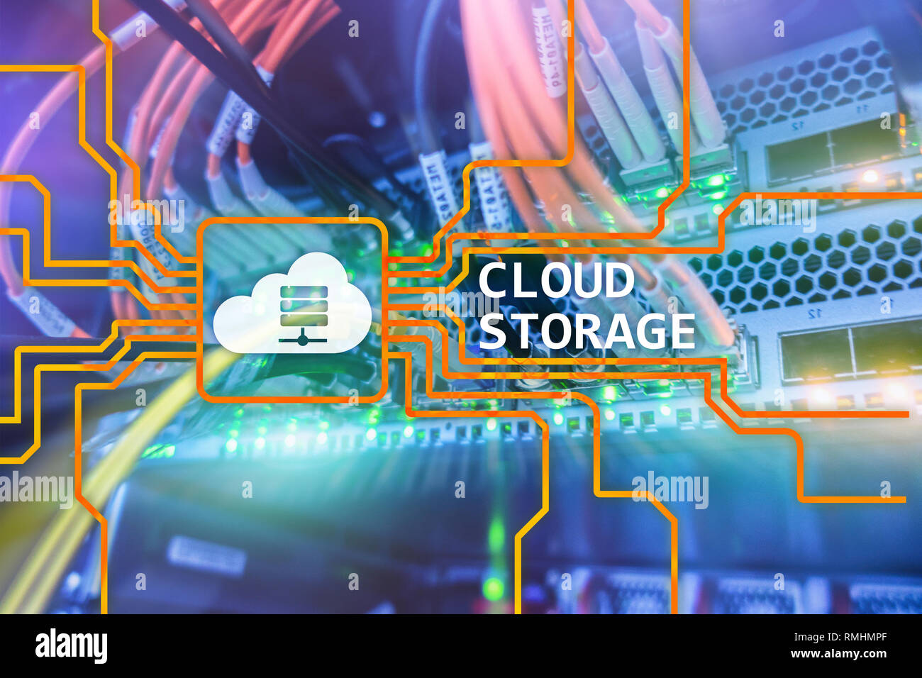 Cloud data storage concept on server room background Stock Photo - Alamy