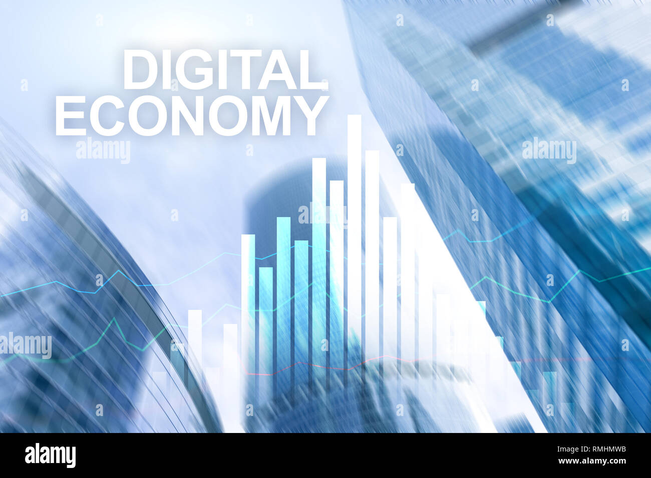 DIgital economy, financial technology concept on blurred background ...