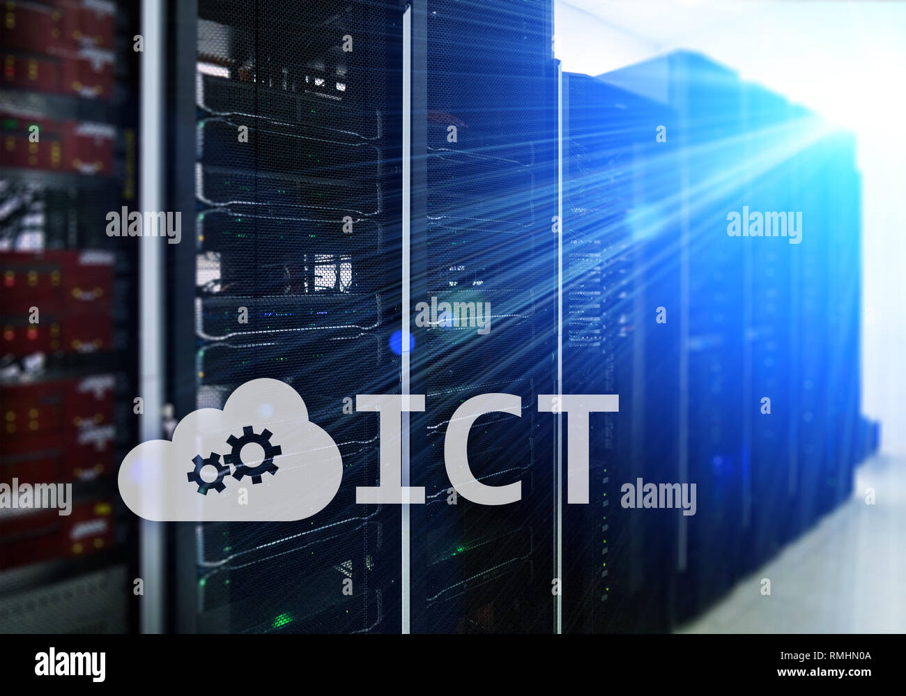 ICT - information and communications technology concept on server room ...