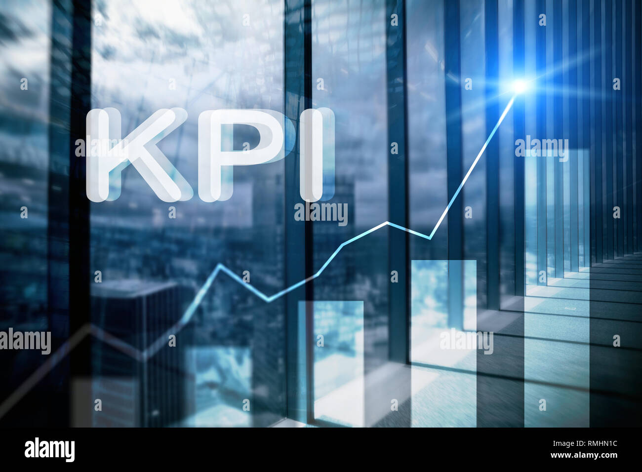 KPI - Key performance indicator graph on blurred background Stock Photo ...