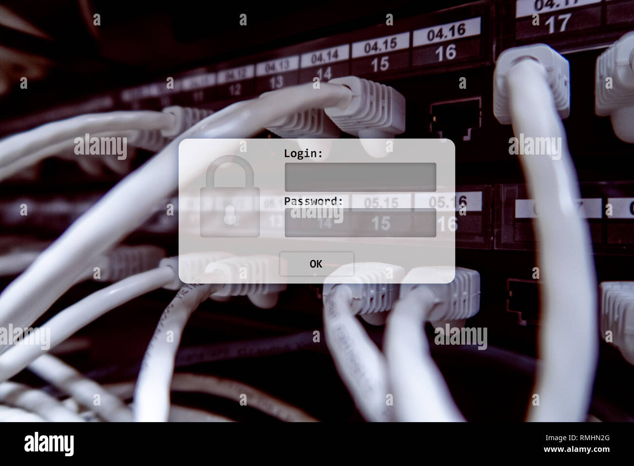 Server room, login and password request, data access and security Stock ...
