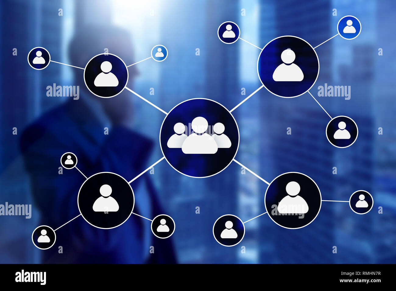 HR - Human resources management concept on blurred business center ...