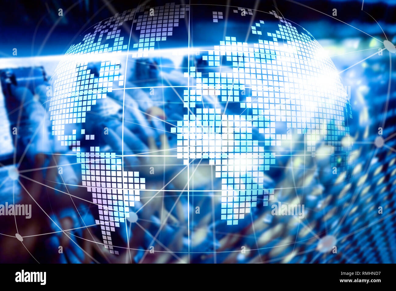 3D Earth as telecommunication and internet technology concept Stock ...