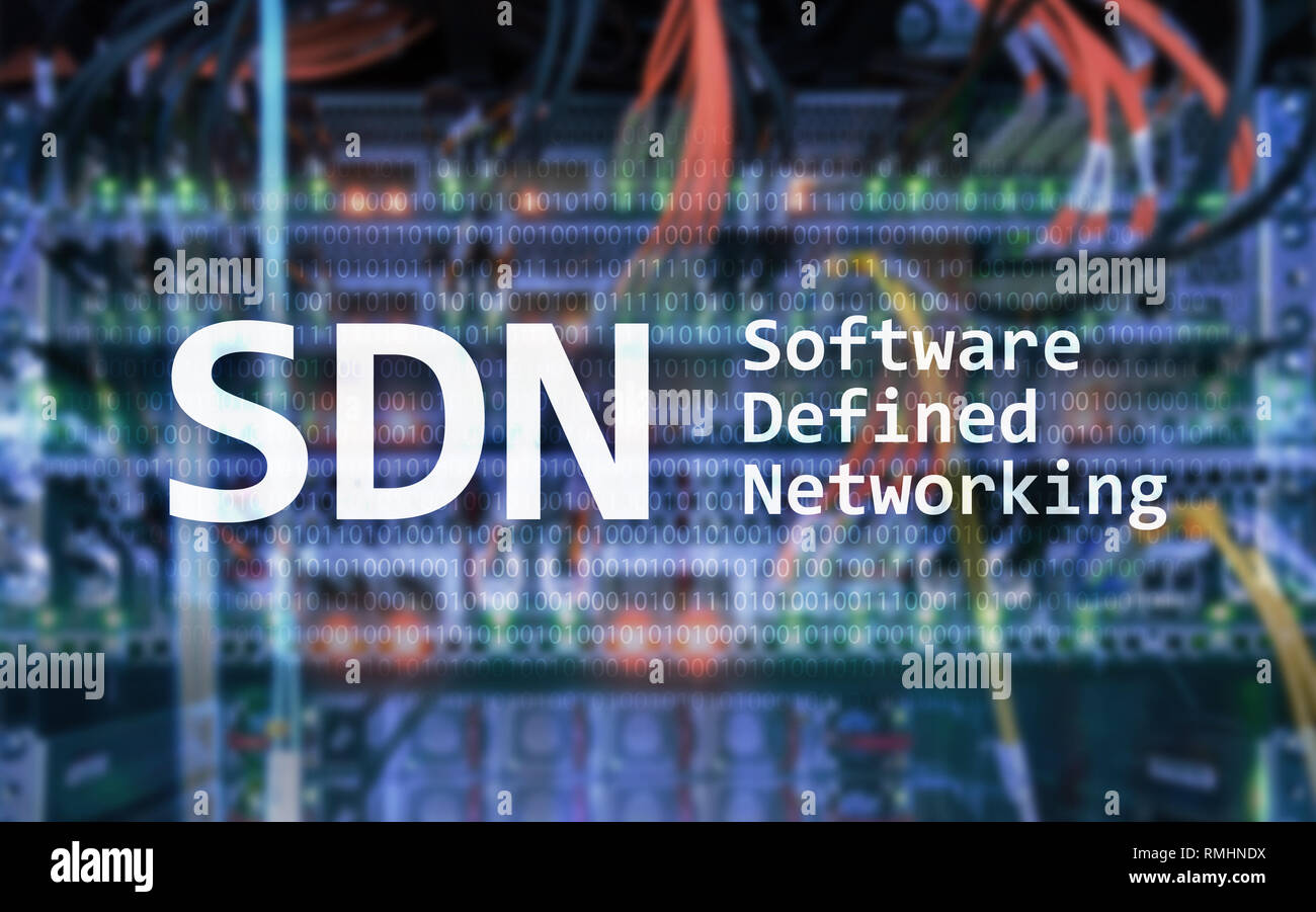 SDN, Software defined networking concept on modern server room ...