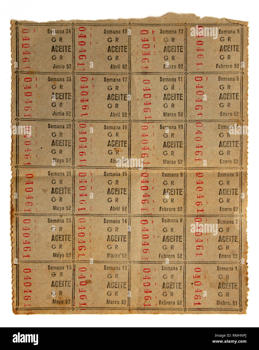 ration of the spanish civil war, ration book Stock Photo - Alamy