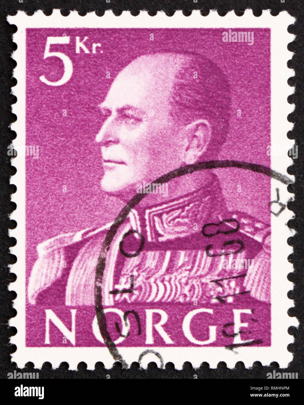 NORWAY - CIRCA 1959: a stamp printed in the Norway shows King Olav V ...