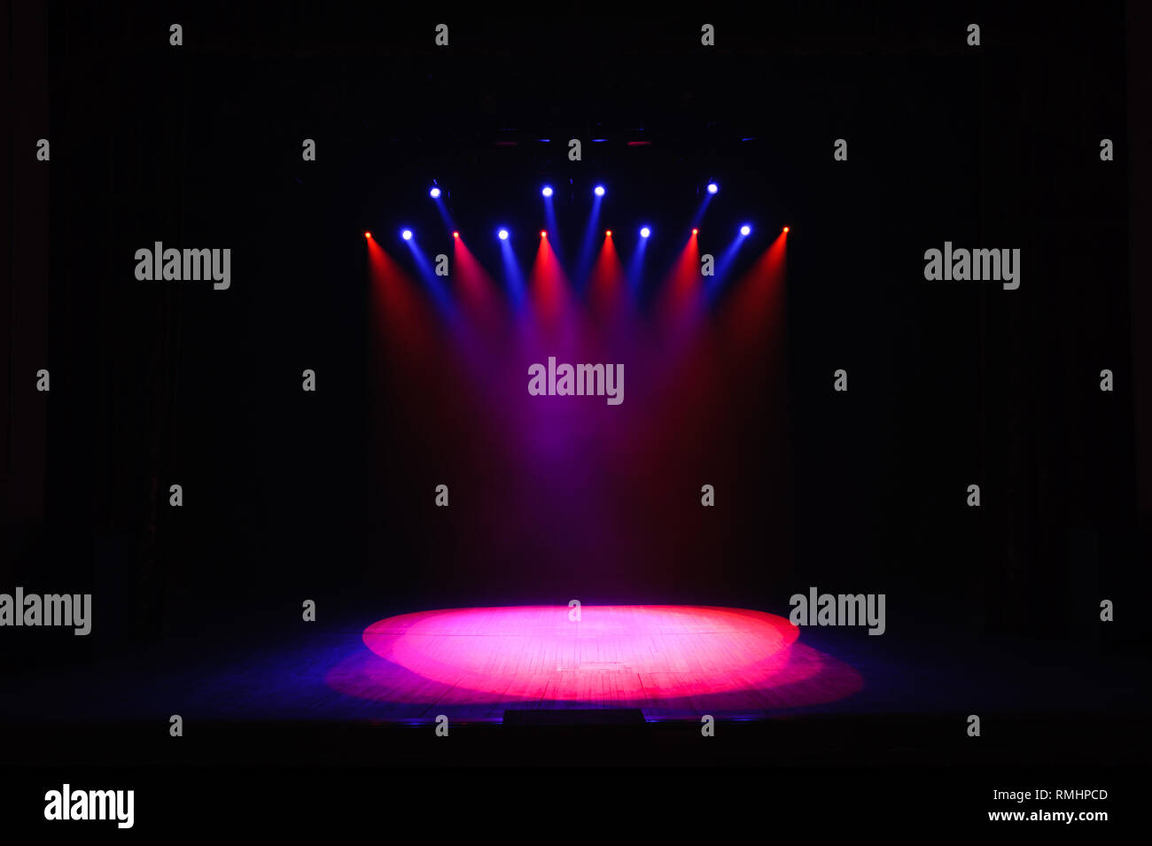 Free stage with lights, lighting devices. Background Stock Photo - Alamy