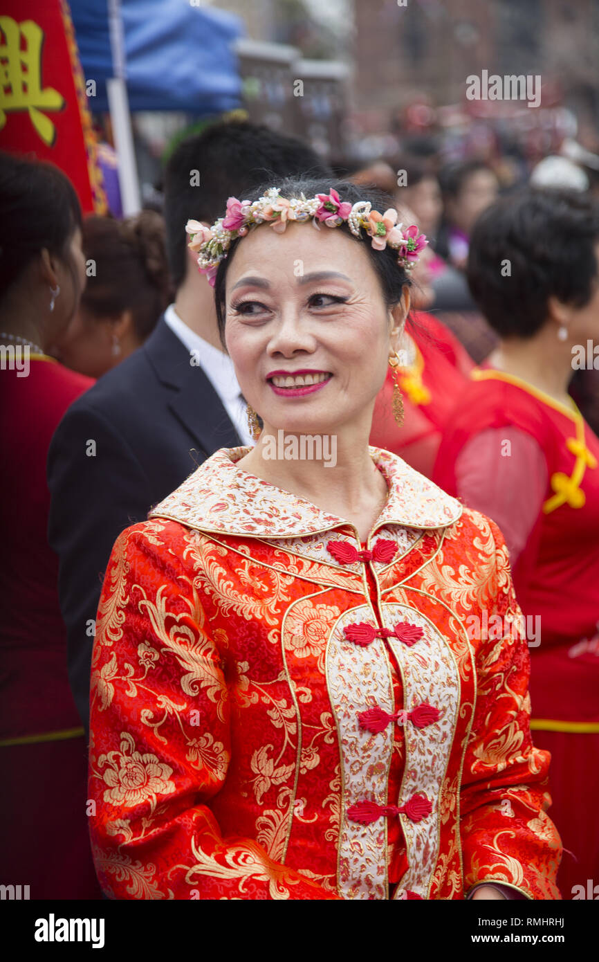 Happy Chinese performer on the Lunar New Year ready to perform at the ...