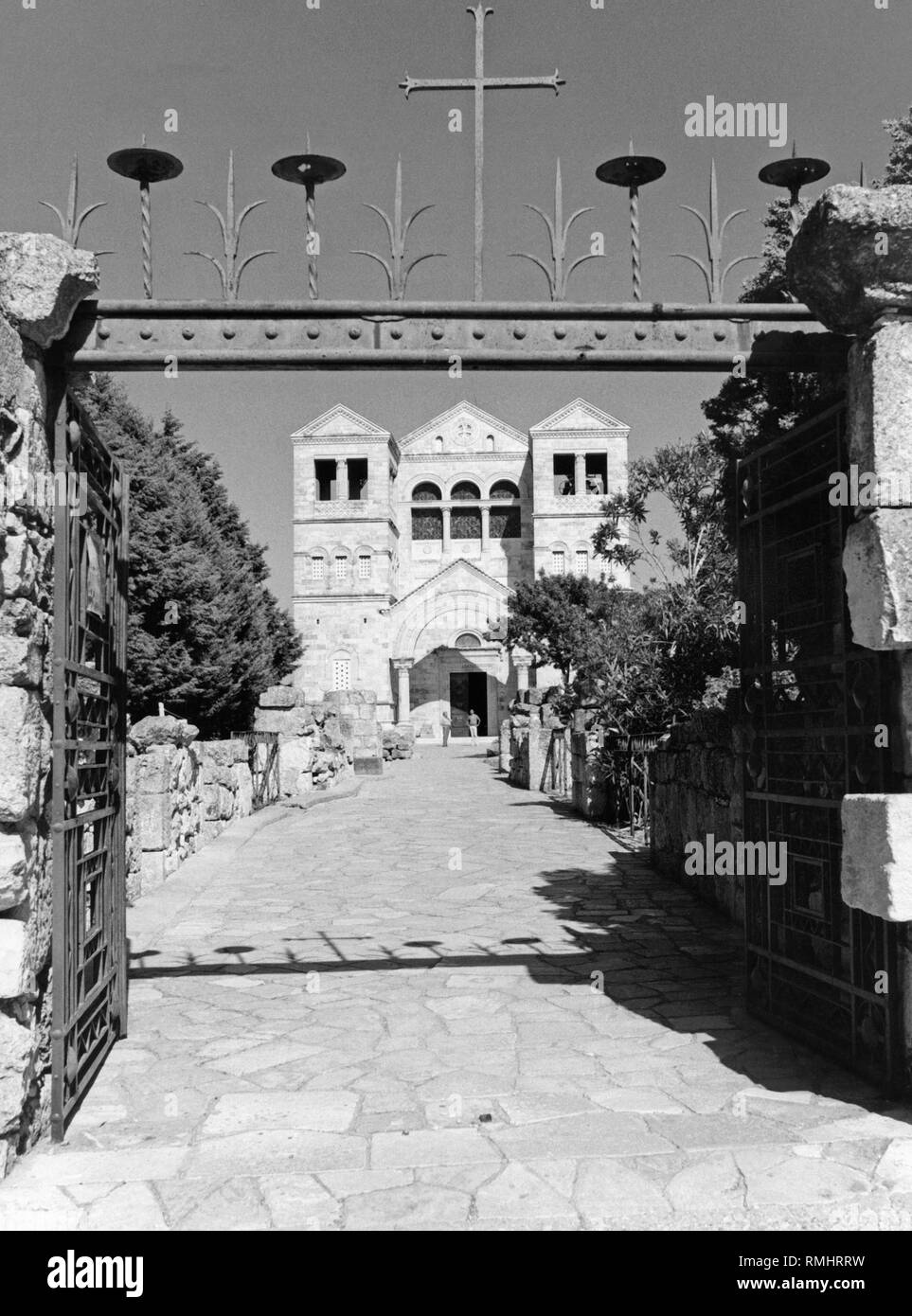 The Church of the Transfiguration on Mount Tabor in Israel. The church ...
