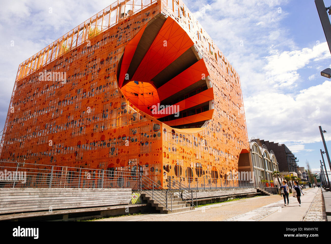 The Orange Cube building at the harbor of Lyon, France Stock Photo - Alamy