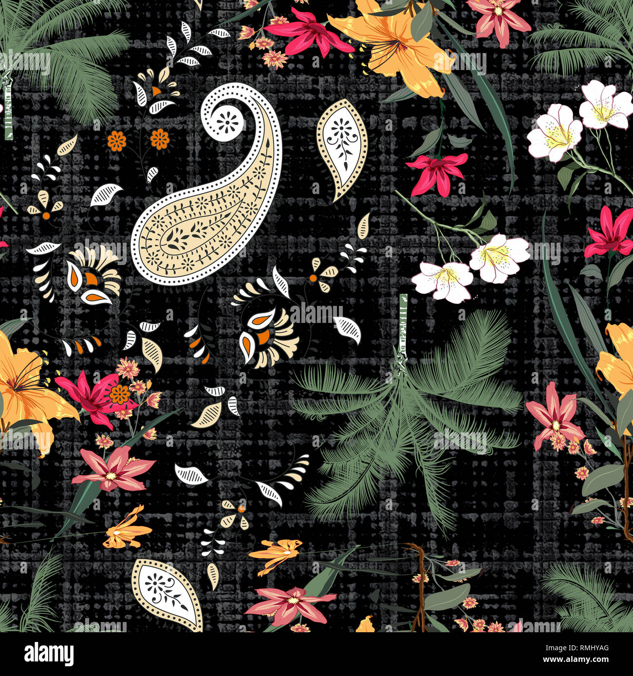 palm tree and colorful flower pattern with customized design white ...