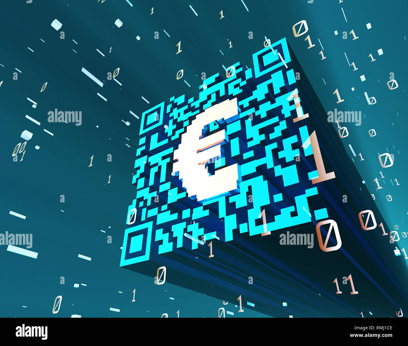 Technical data QR code and Euro, data identification Stock Photo - Alamy